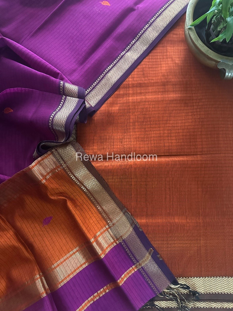 Maheshwari Rust Orange-Magenta Motifs Top-Dupatta Set PST0115 – Rewa ...