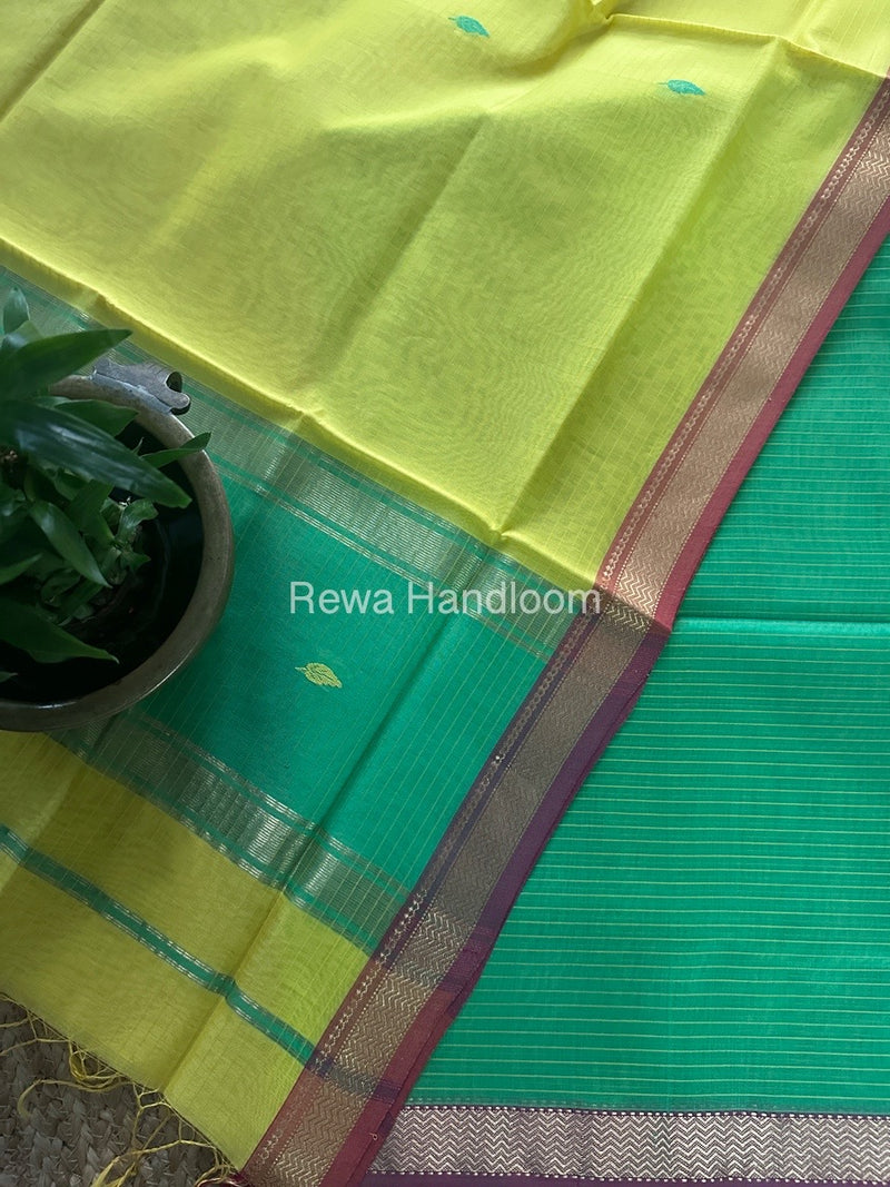 Maheshwari Parrot Green-Yellow Motifs Top-Dupatta Set PST0148 – Rewa ...