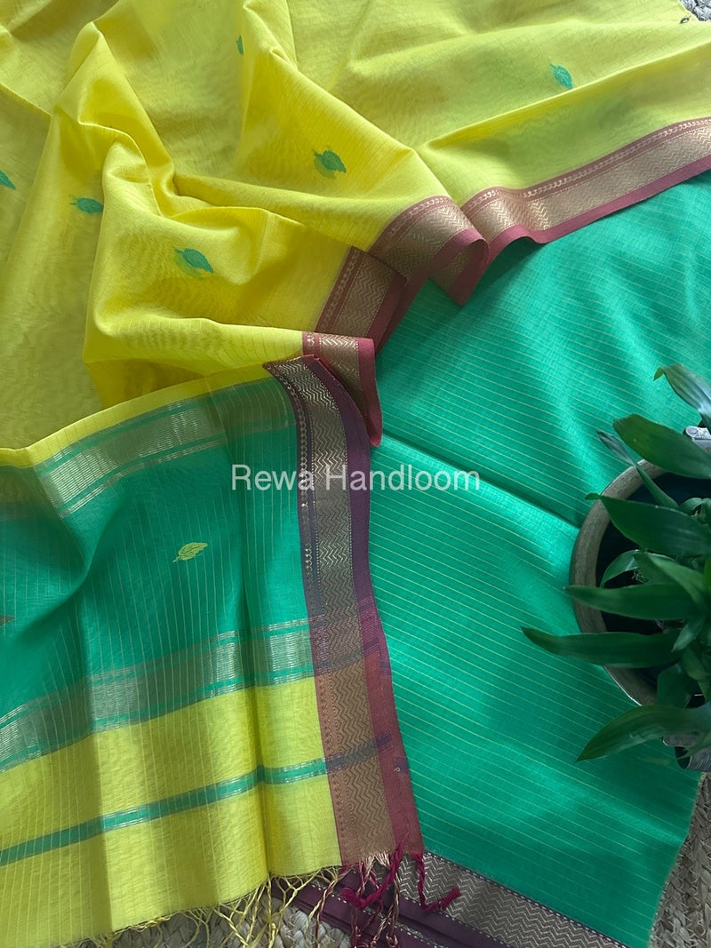 Maheshwari Parrot Green-Yellow Motifs Top-Dupatta Set PST0148 – Rewa ...