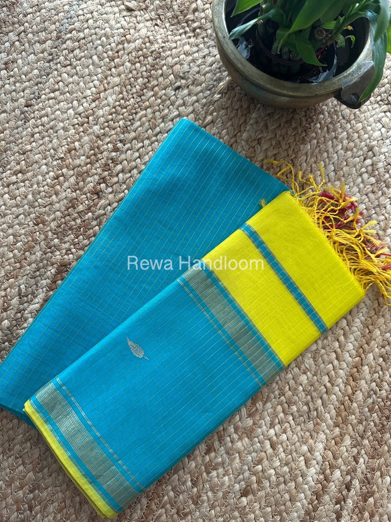 Maheshwari Sea Green-Yellow Motifs Top-Dupatta Set PST0152 – Rewa Handloom