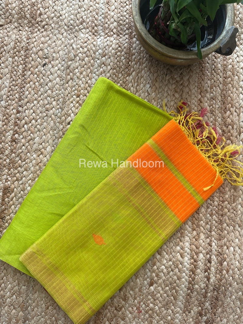 Maheshwari Parrot Green-Orange Motifs Top-Dupatta Set PST0151 – Rewa ...