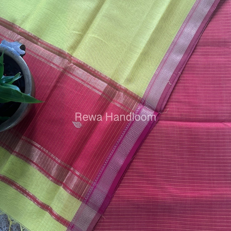 Maheshwari Rust Orange-Turmeric Yellow Motifs Top-Dupatta Set PST0137 ...