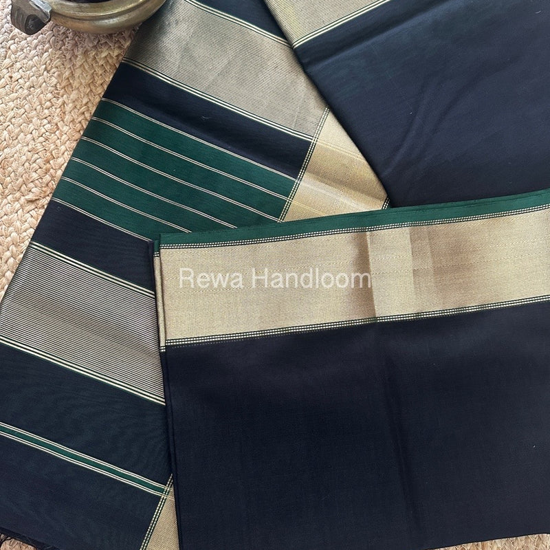 Exclusive Maheshwari Black Zari Border Saree EZ018 – Rewa Handloom
