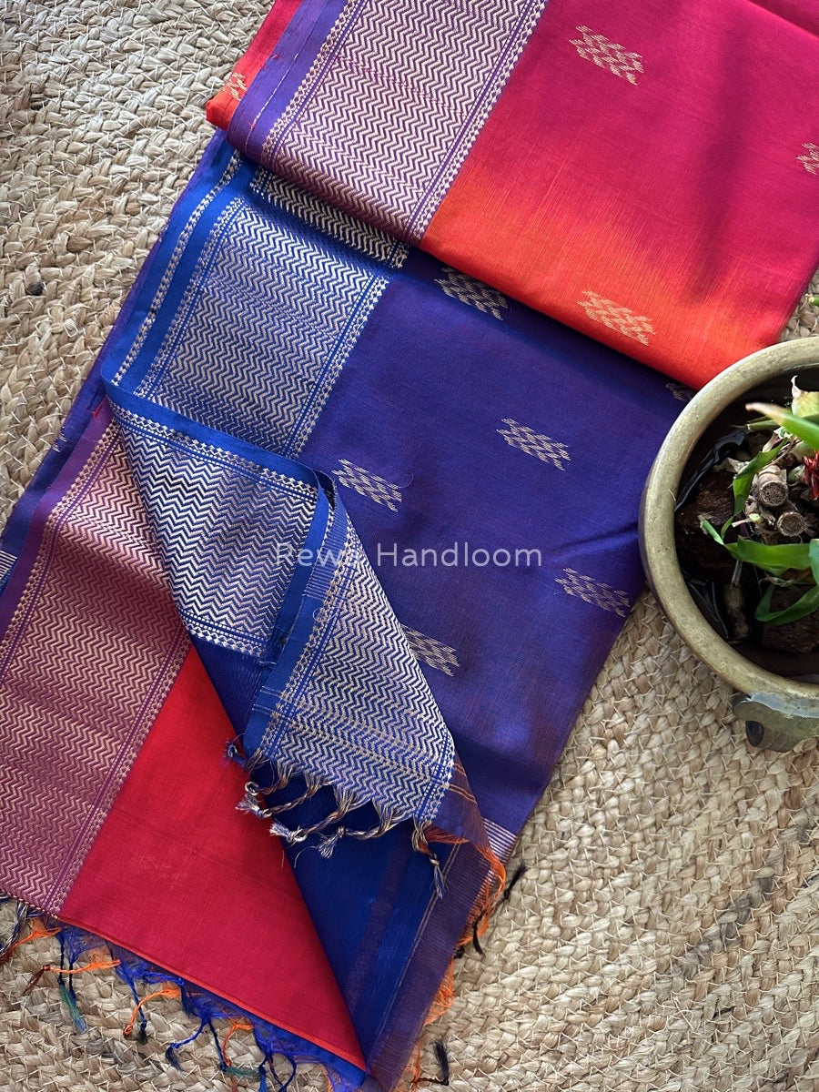 Red Sheded Butti Maheshwari Saree SBBS04 – Rewa Handloom