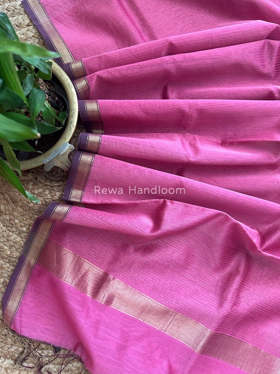 Maheshwari Onion Pink Silk Dupatta PD038 – Rewa Handloom