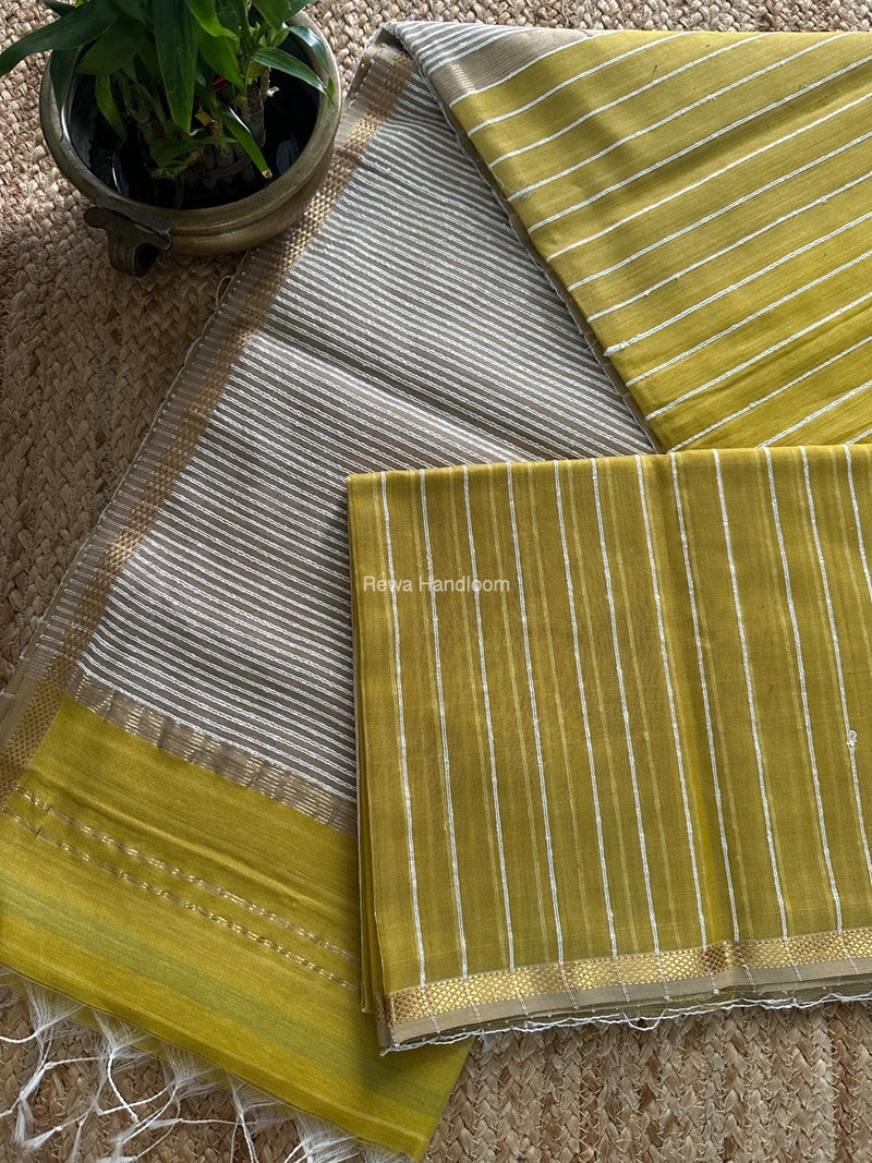 Maheshwari Light Mehendi Green Gichha Thread Lining Saree GTLS023 ...