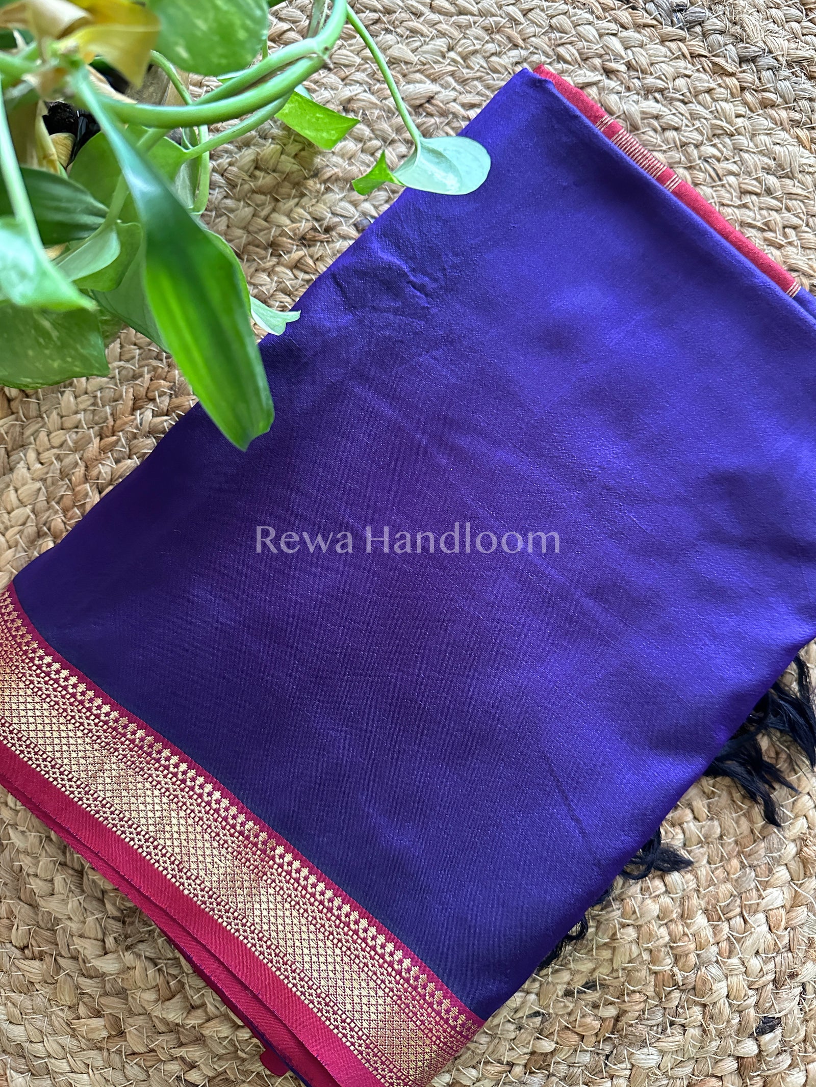 Maheshwari Violet Pure Silk Saree