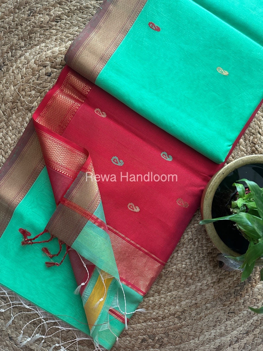 Maheshwari Mint Green Aami Butti Saree SBT0074 – Rewa Handloom